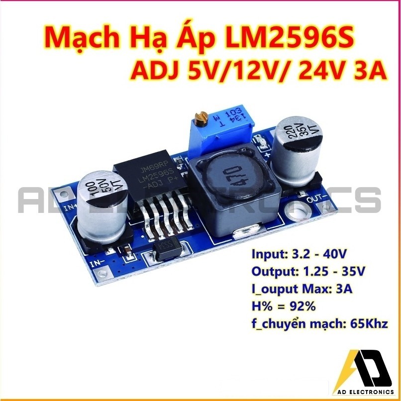 Lm2596 LM2596S LM2596HVS low voltage circuit with voltage adjustment potentiometer 5V/12V/24V ...