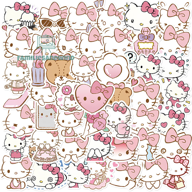 Familiesandwind> 50Sheets Cute Anime Kt Cat Stickers Cartoon Decals DIY ...