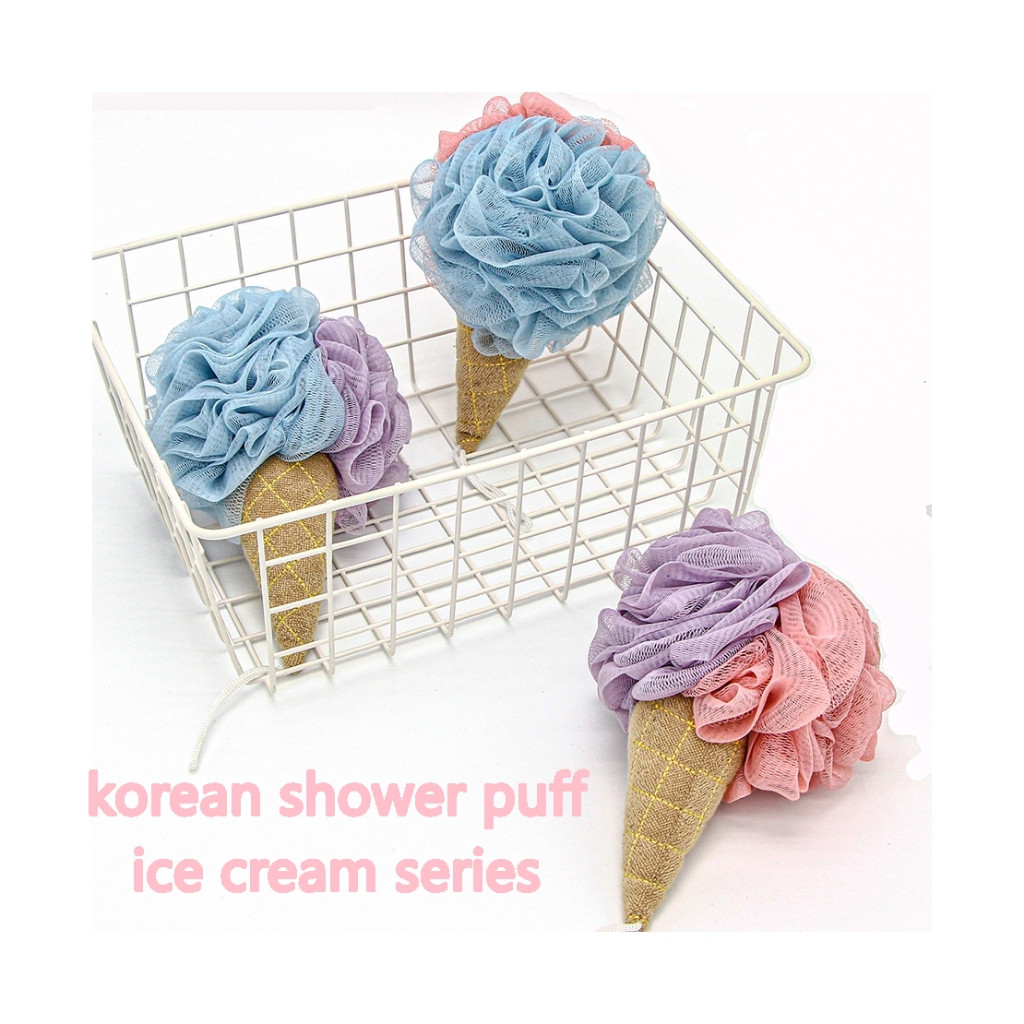 Shower Puff Cute Ice Cream Cone Bath Sponge Cute Shape Korean Bath ...