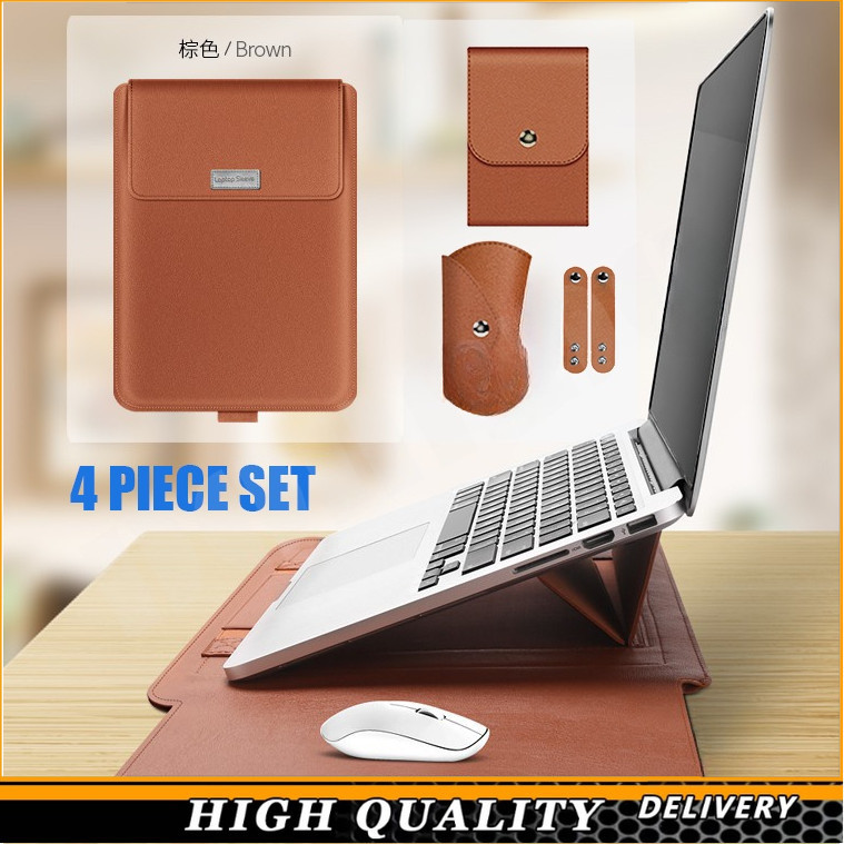 [Fast Delivery] 4 in 1 Set Laptop Stand Bag/Leather Magnets Waterproof ...