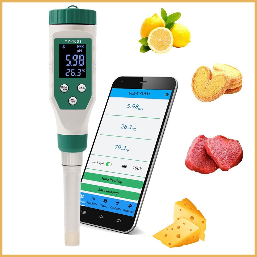 pH Meter for Water Water pH Tester Temperature Meter Food pH Reader ...