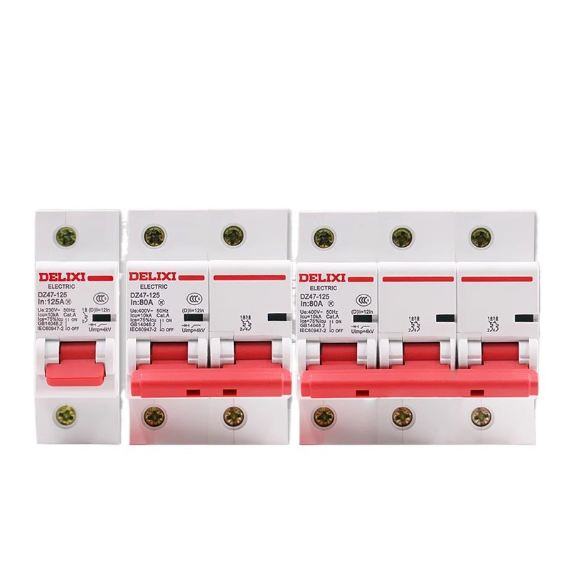 Delixi DZ47-125 Air Switch Single-pole 100A Miniature Circuit Breaker Three-phase 80A Guide Rail ...