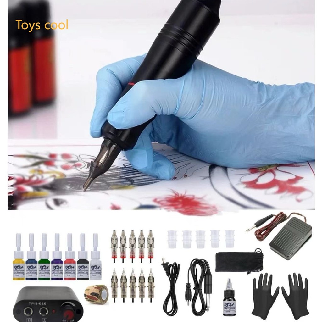 Tattoo Machine Complete Set Pen Type Tattoo Kit for Beginner Fashion ...