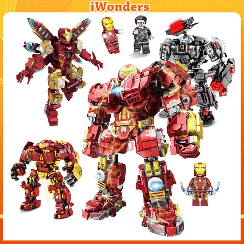 New Iron Man Hulkbuster Super Heroes MK44 MK85 Steel Mecha Building ...