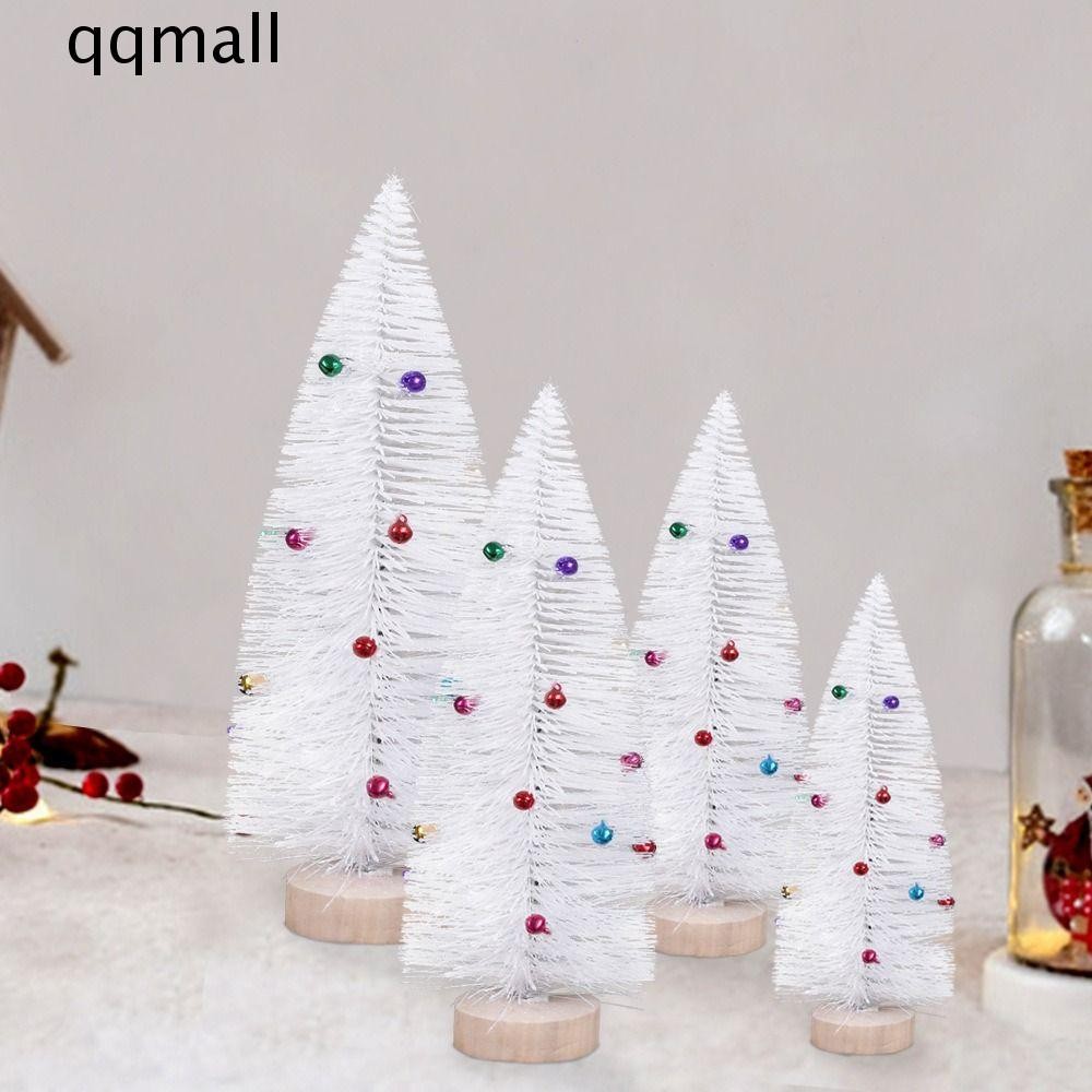 QQMALL Mini White Christmas Tree, 15-30CM Plastic Christmas Silk Cedar ...