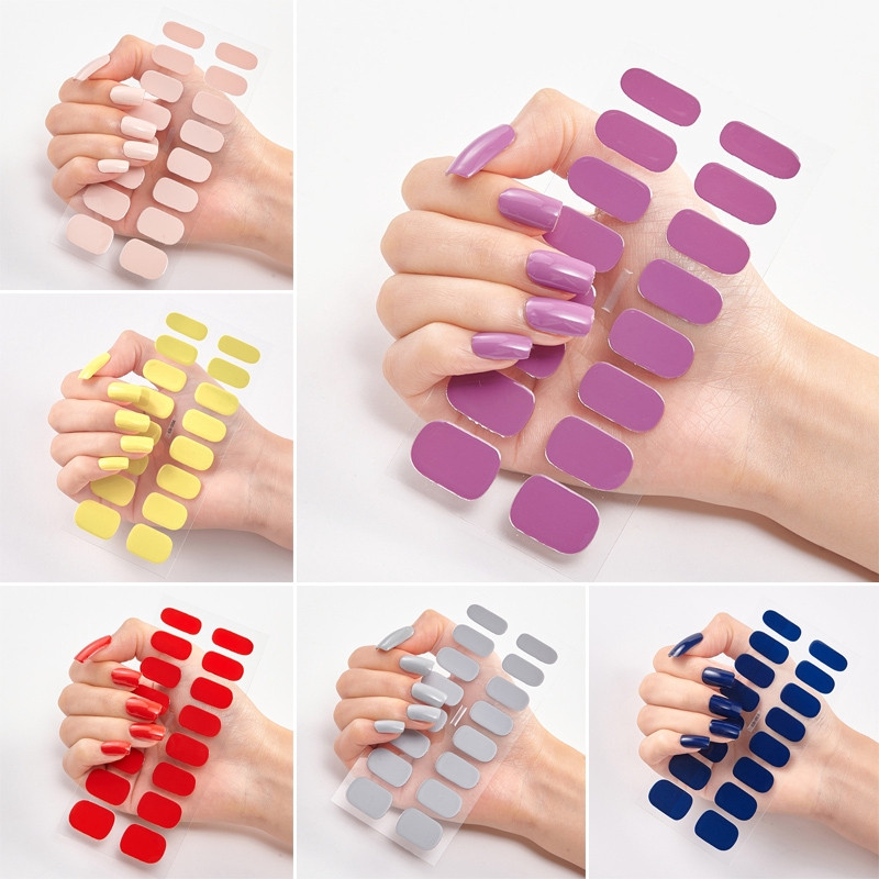 30Colors European American Solid Color Nail Stickers Nail Polish Film ...