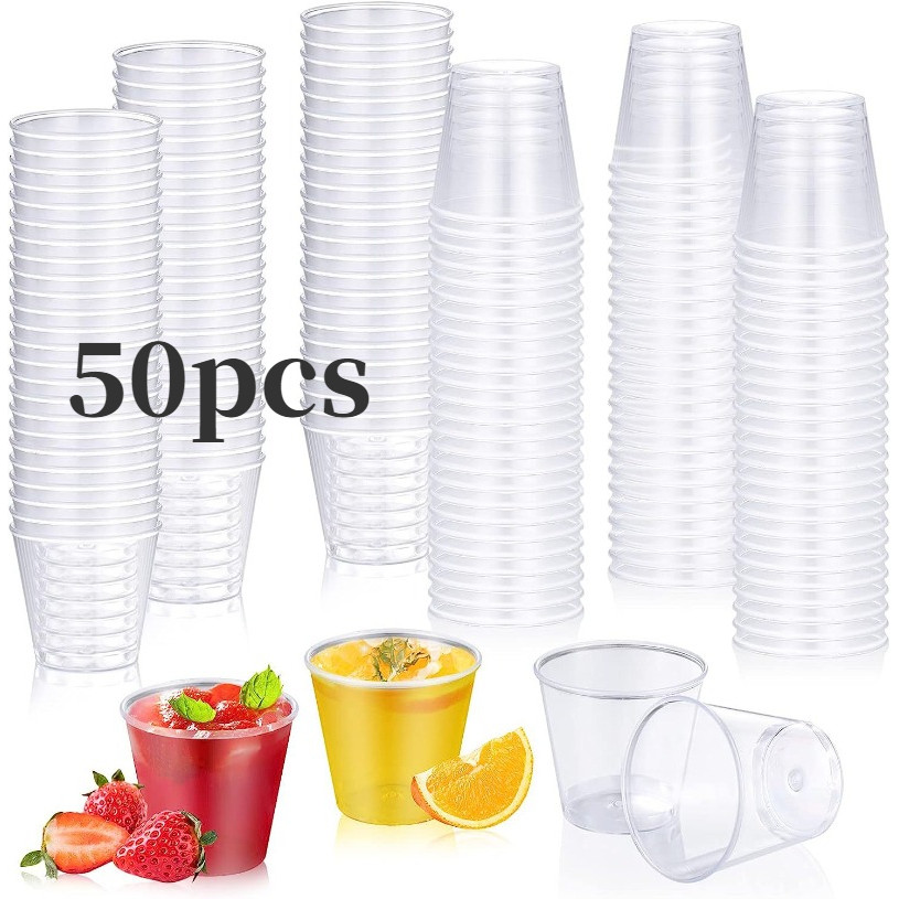 30/50/60/80/220ml Disposable Plastic Cups Dessert Mousse Cake Cups Clear Shot Cups Birthday ...