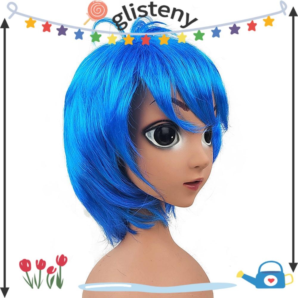 GLISTENY Curly Short Wig, Inside Out 2 Masquerade Cosplay Dress Up Wig ...