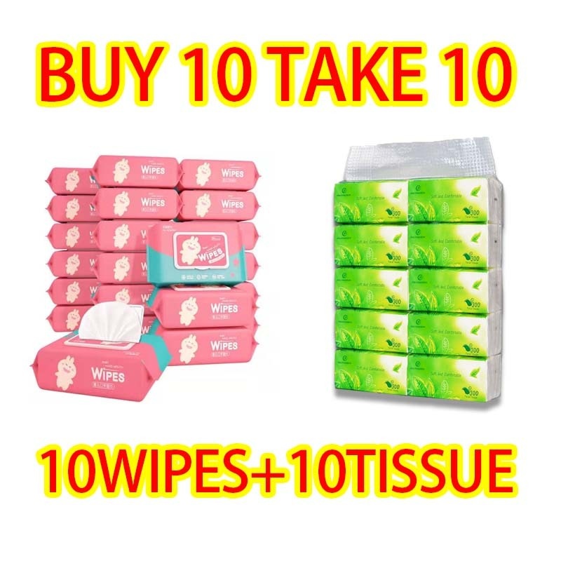 20PCS baby wipes and tissue bundle Combo Unscented baby wipes 10 packs ...