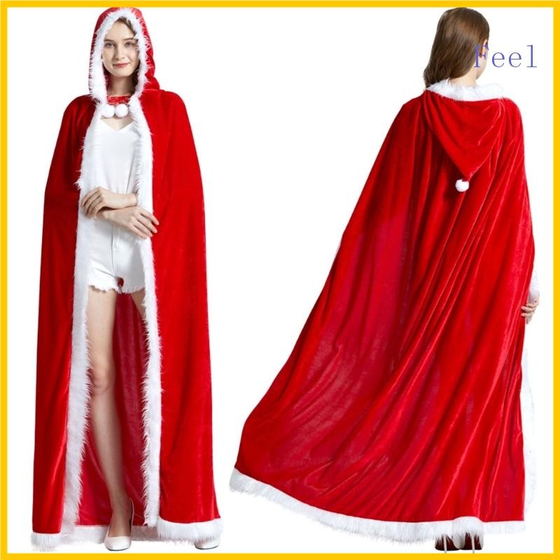 Best Christmas Cloak Red Cape Mrs Santa Cape Hooded Shawl Cloak for ...