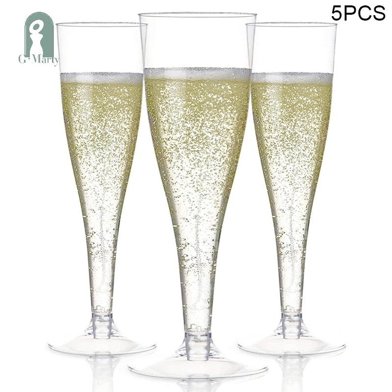 GMARTY 5Pcs Transparent Champagne Cup Disposable Plastic Flutes Cups ...