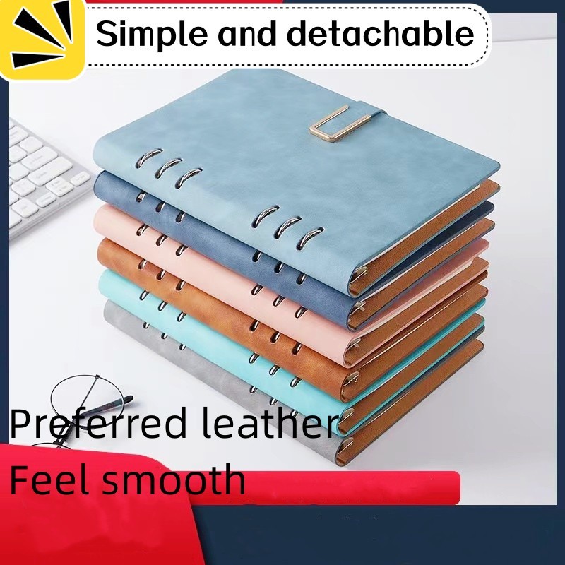 Loose-leaf notebook with side buckle removable hard shell soft leather ...