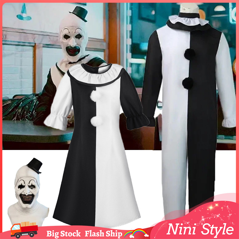 Terrifier 3 The Clown Cosplay Costume for Adult Men Horror Jumpsuit ...