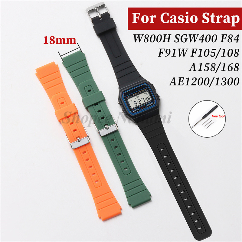 18mm Silicone Watch Strap for Casio F84 F91W F94 F105 AE1200 ...
