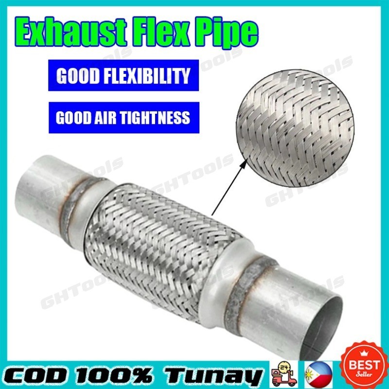 Universal Exhaust Flex Pipe Stainless Steel Double Braid Car Pipe Muffler 50x205x305mm | Shopee ...