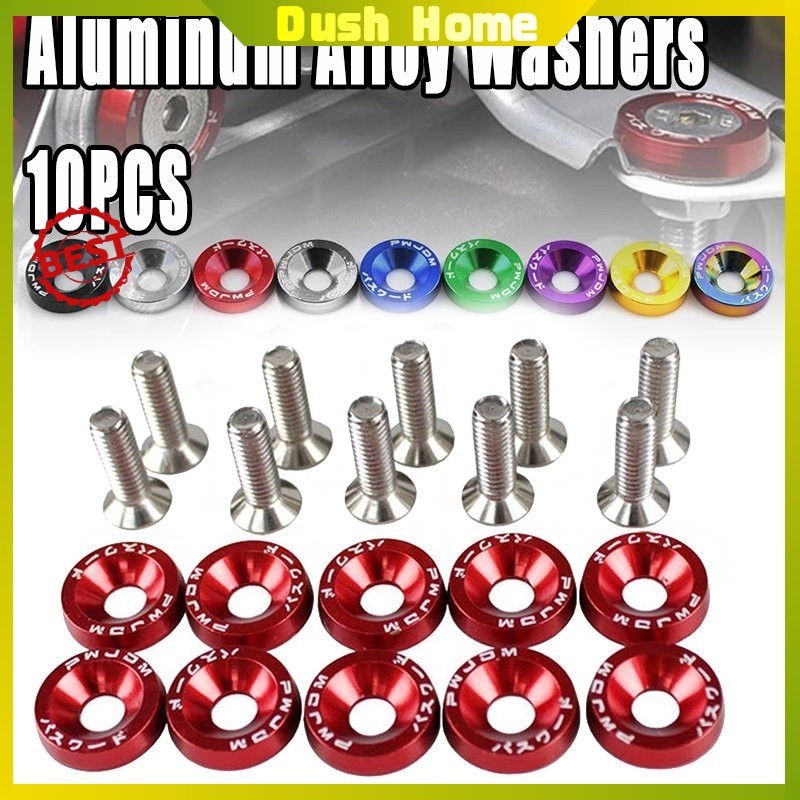 10 Pack Aluminum Bumper Fender Washer with Bolts,Engine Bay Dress Up ...