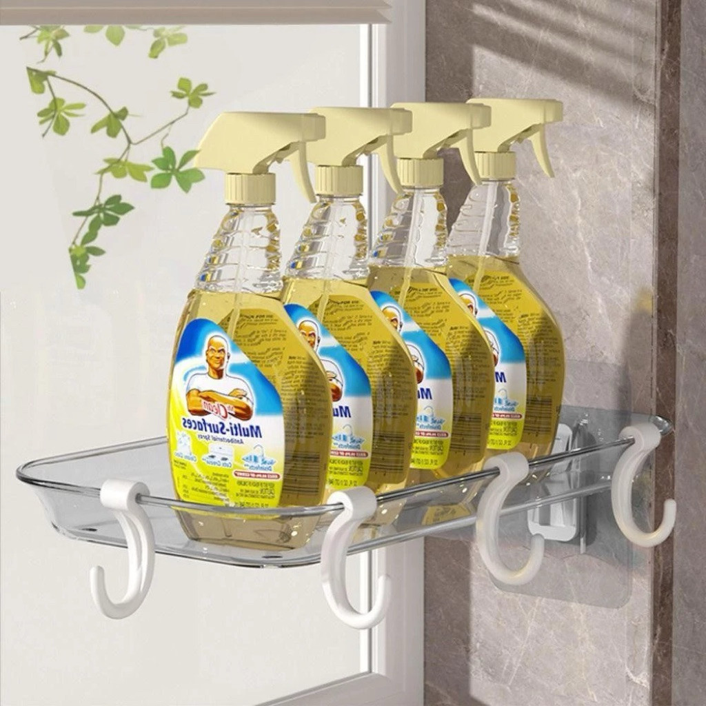 Punch-free Transparent Sink Faucet Storage Plastic Rack Dishcloth ...