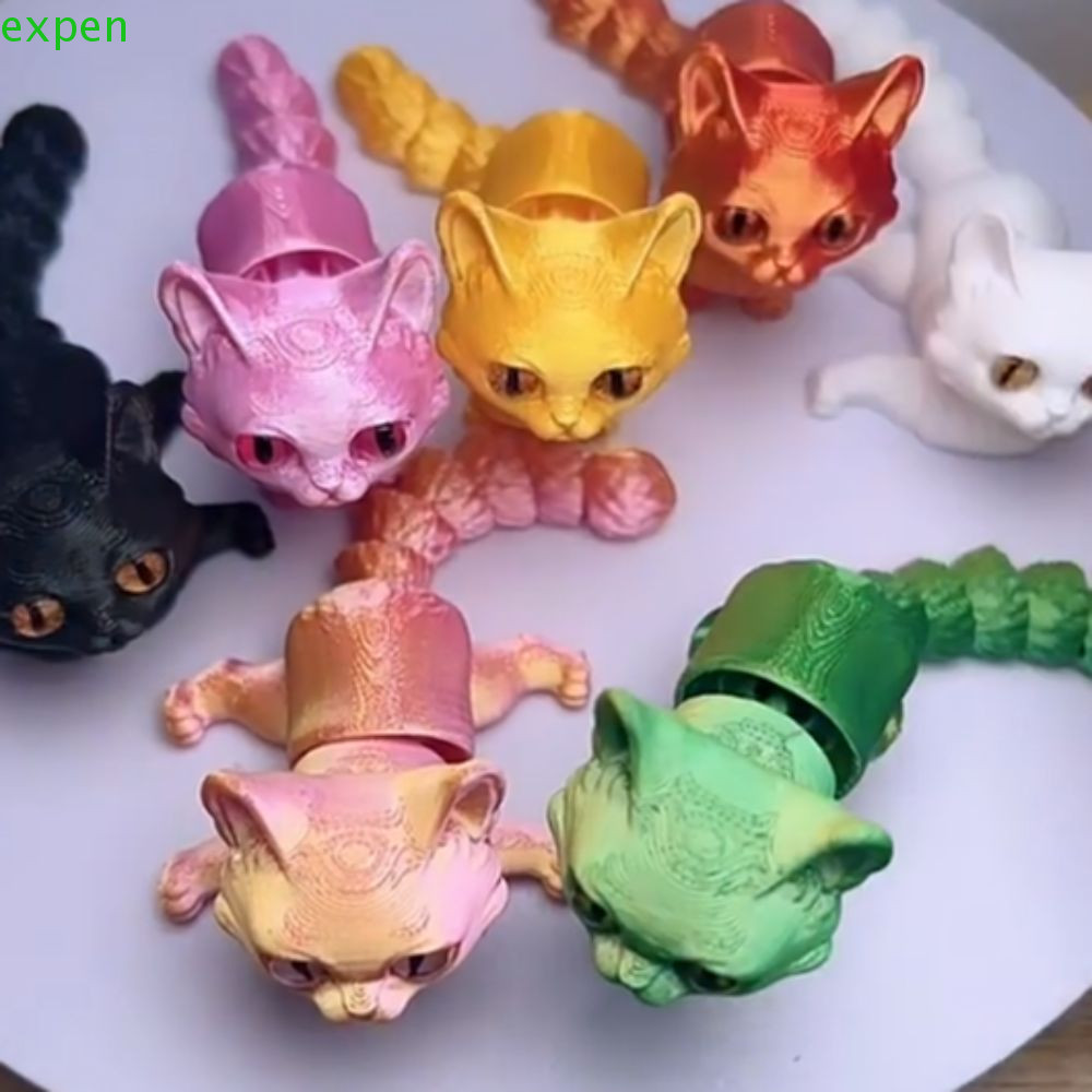EXPEN 3D Printed Cat Model, Big Eyes Realistic Design Articulated Cats ...
