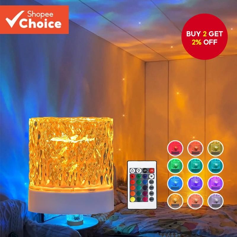 Ocean Crystal Night Light - Auto-Rotating Water Ripple Projector with ...