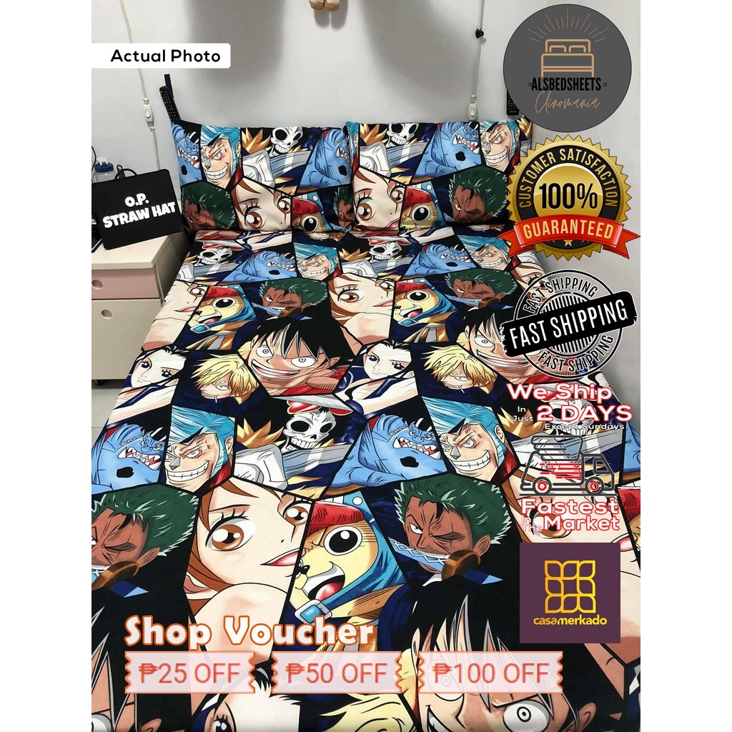 One Piece Straw Hat Full Garter Premium Canadian Cotton Bedsheets 3in1 ...
