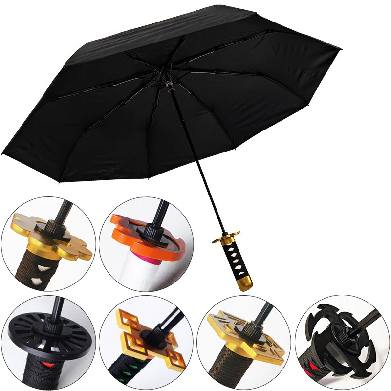 Demon Slayer Japanese Katana Umbrella 3 Fold Bleach Kurosaki One Piece ...