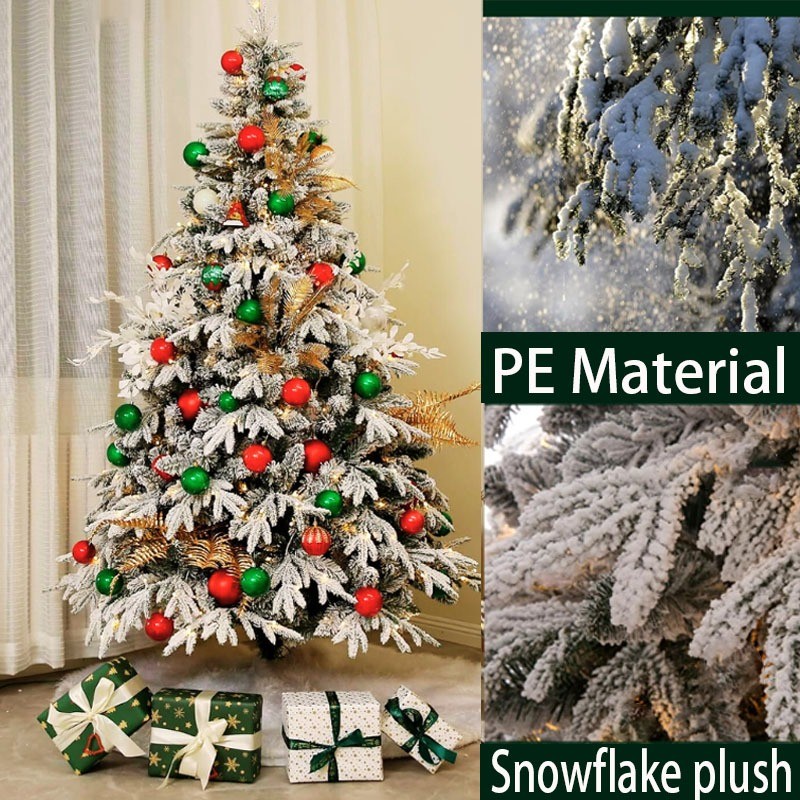 New High Quality 4/5/6FT Snowflake Flocking PE Christmas Tree ...