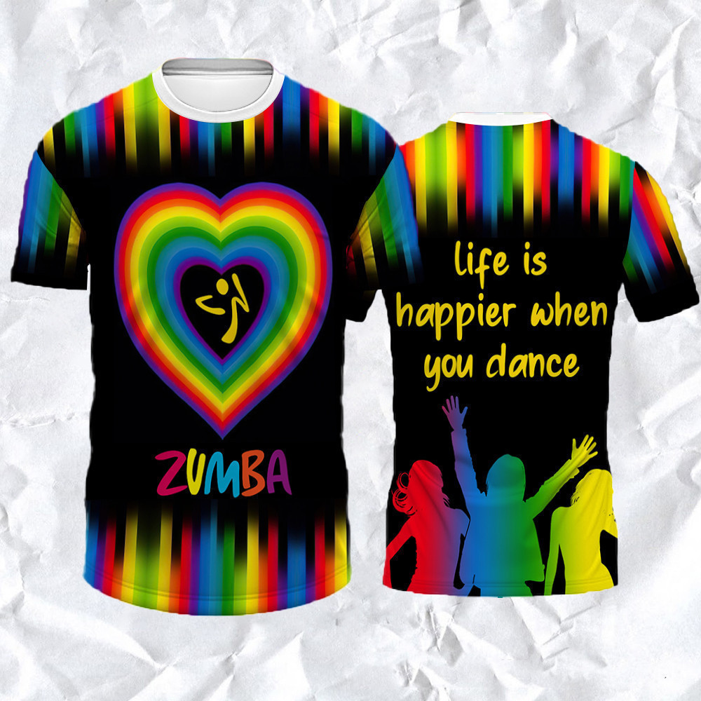 Love Zumba Summer Drifit Print Zumbawear Breathable Short Sleeve Tee ...