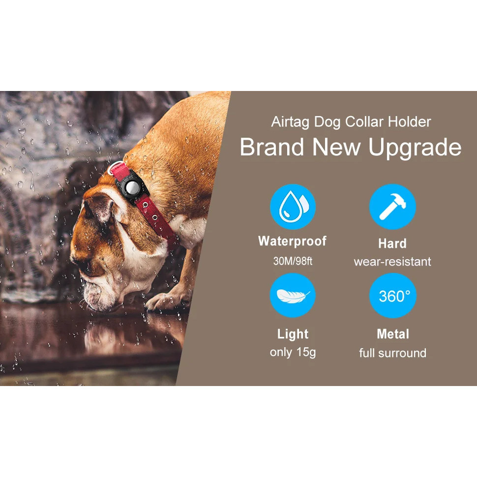 AirTag Dog Collar Holder,IP68 Waterproof Airtag Holder for Dog Collar ...