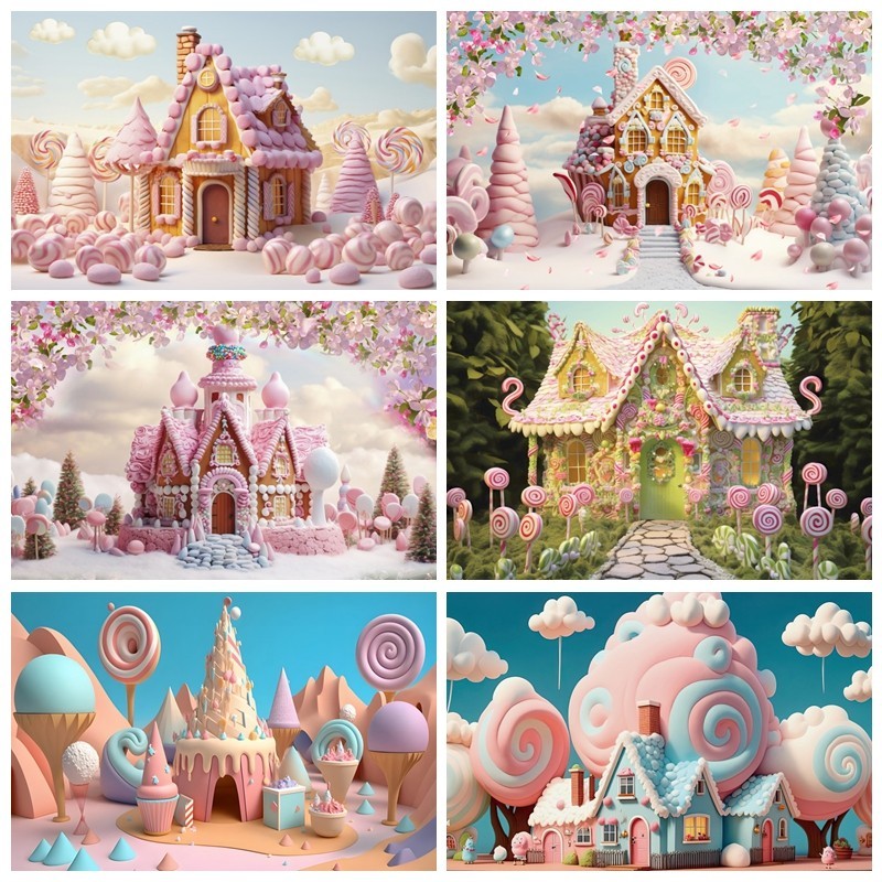 Candyland Backdrops Cartoon Candy Castle Photography Background Ice ...
