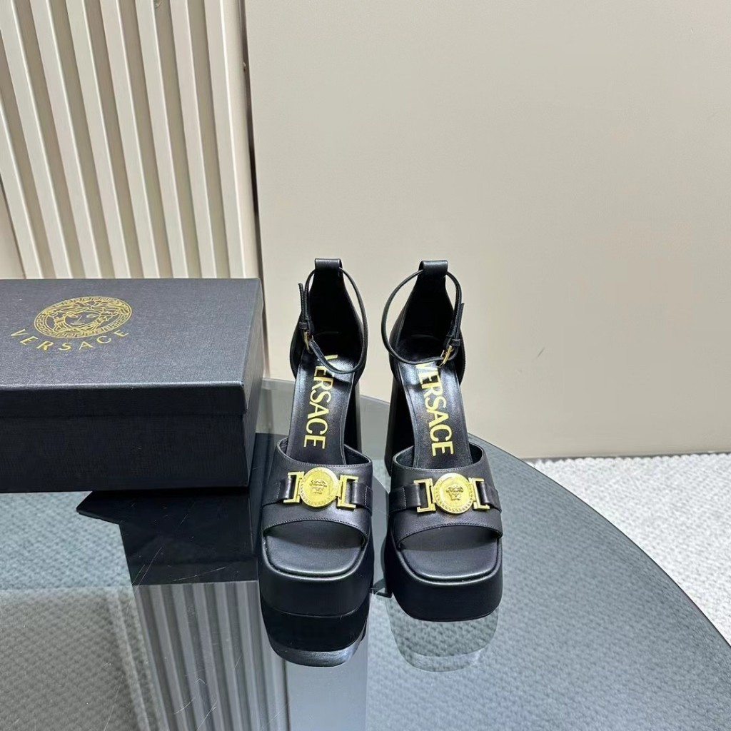 Versace 2024 Summer New Style Classic Medusa Block High Heel Sandals ...