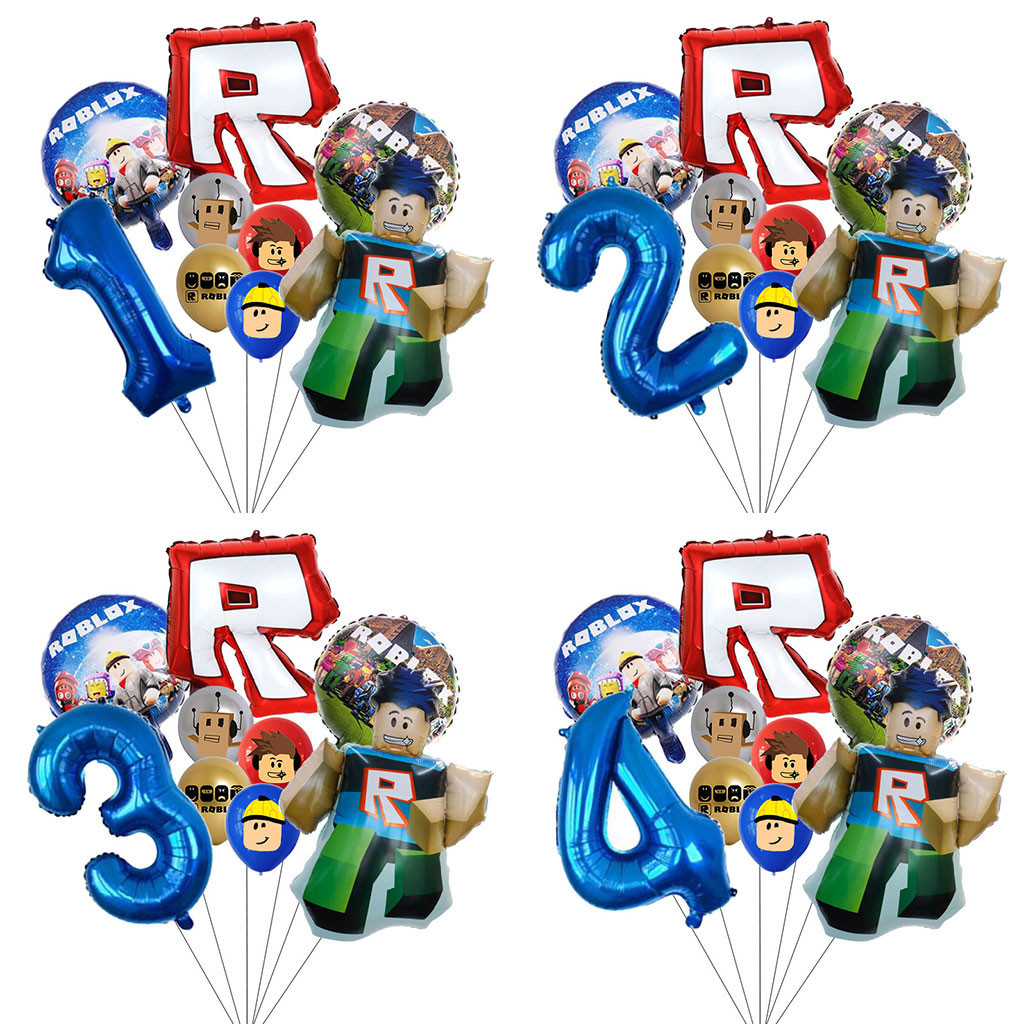 9pcs Roblox Birthday Balloon Set Aluminum Foil Number Balloon Birthday ...