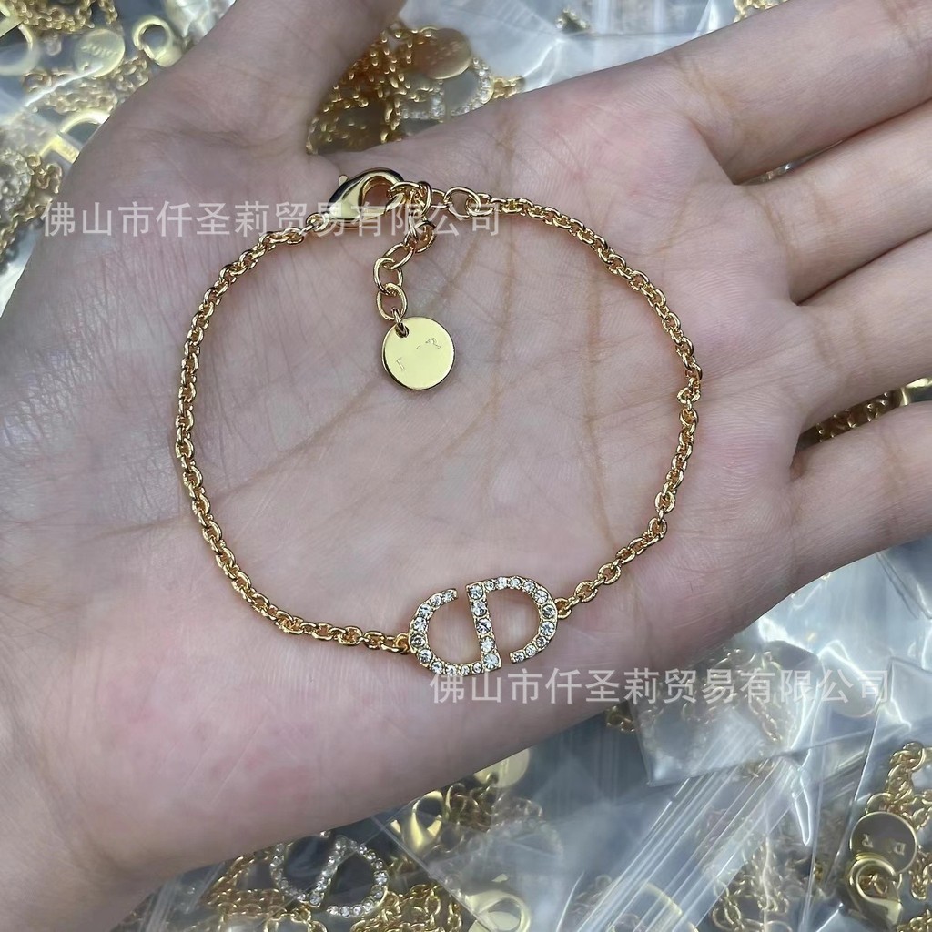Double Version with Label Full Diamond Large CD Bracelet Female Pig ...