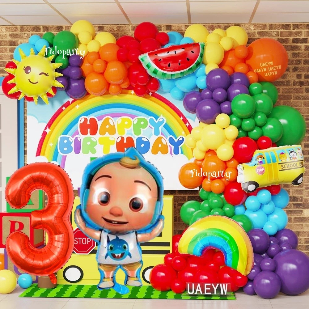 Cocomelon Balloon Chain Set Watermelon Blue JOJO Foil Colorful Latex ...