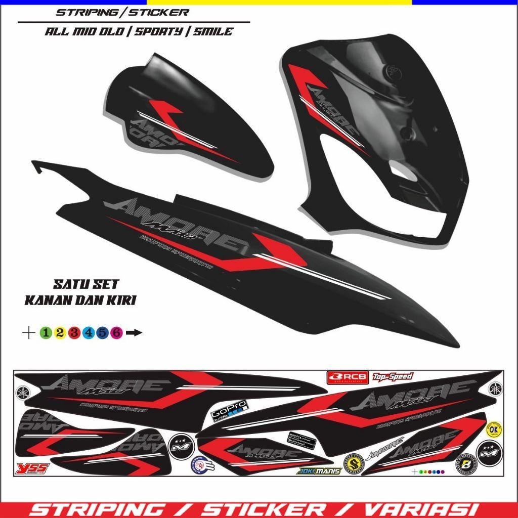 Mio SPORTY STRIPING Variations MIO THD Sticker MOTIF SIMPLE LIS MOTOR ...
