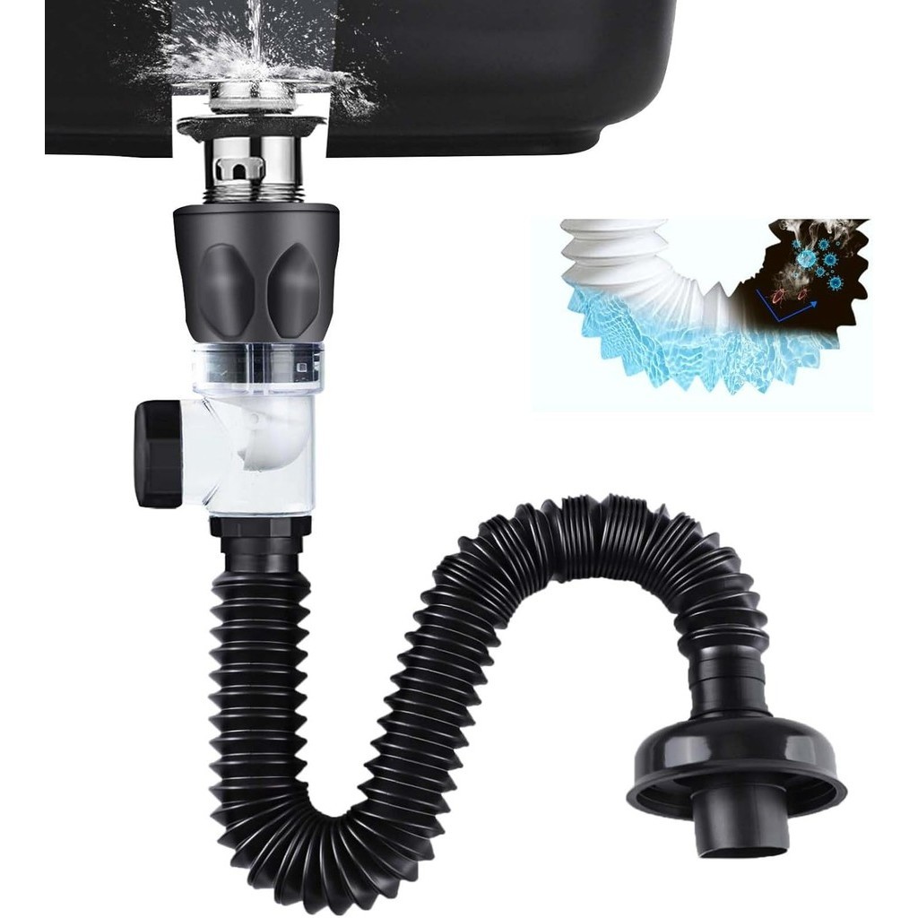 Flexible Drain Pipe Wash Basin Sink Drain Hose Flexible PVC Water Pipe ...