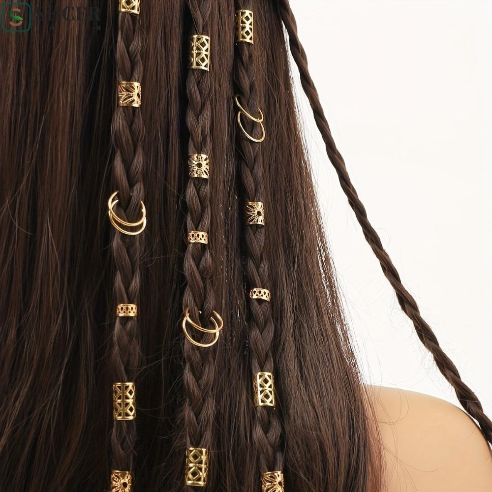 SHCER 80pcs Hollow Out Hair Ring, Dread Locks Hair Braiding Dreadlocks ...