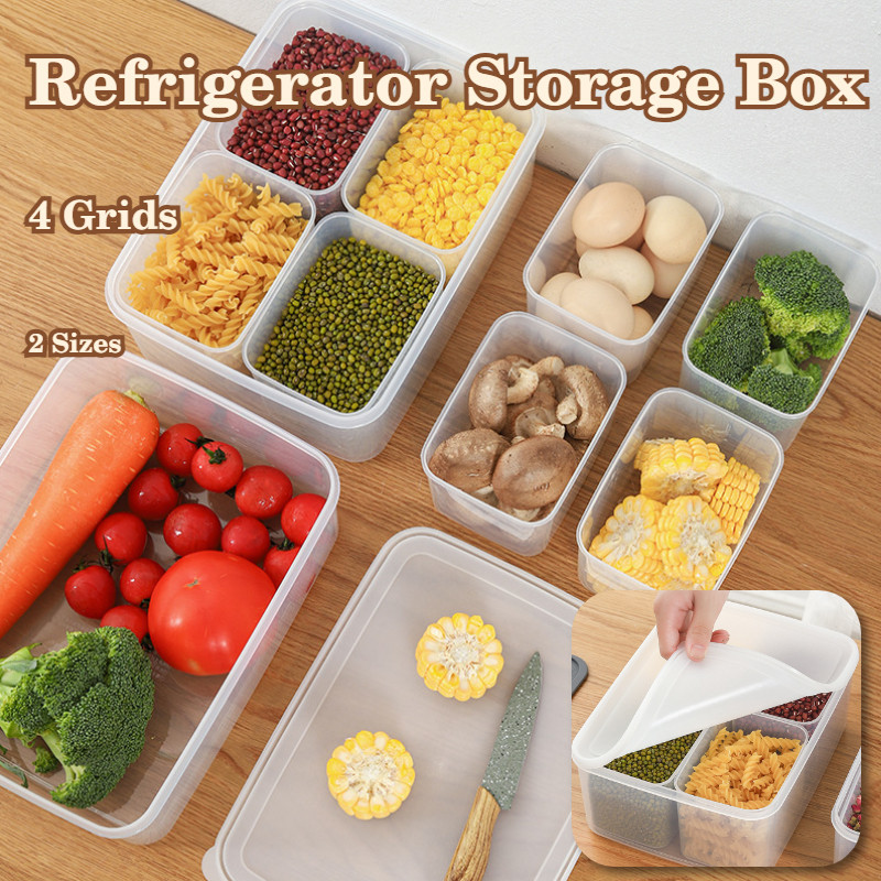 Refrigerator Storage Box 4 Grids Frozen Meat Compartment Food Sub ...