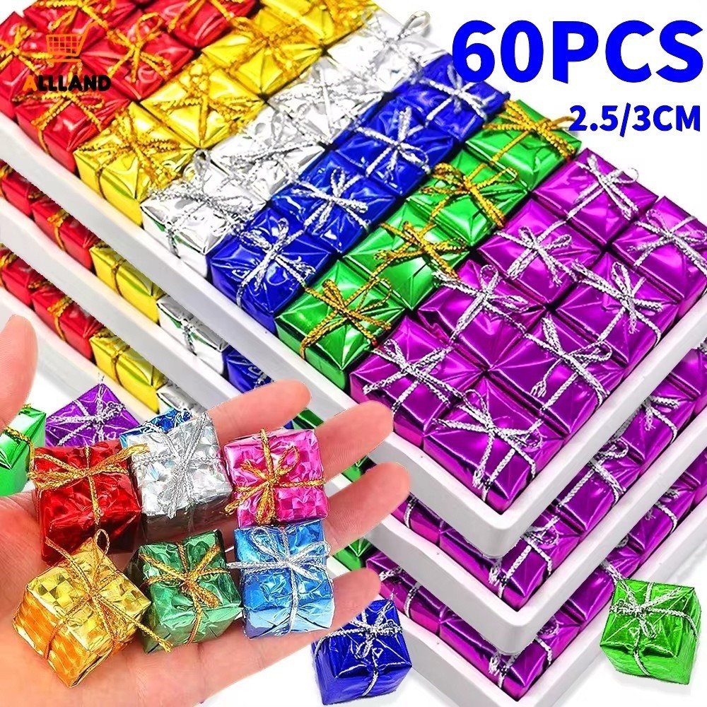12/24/48/60PCS Mini Christmas Foam Gifts Boxes Ornaments - Colorful ...