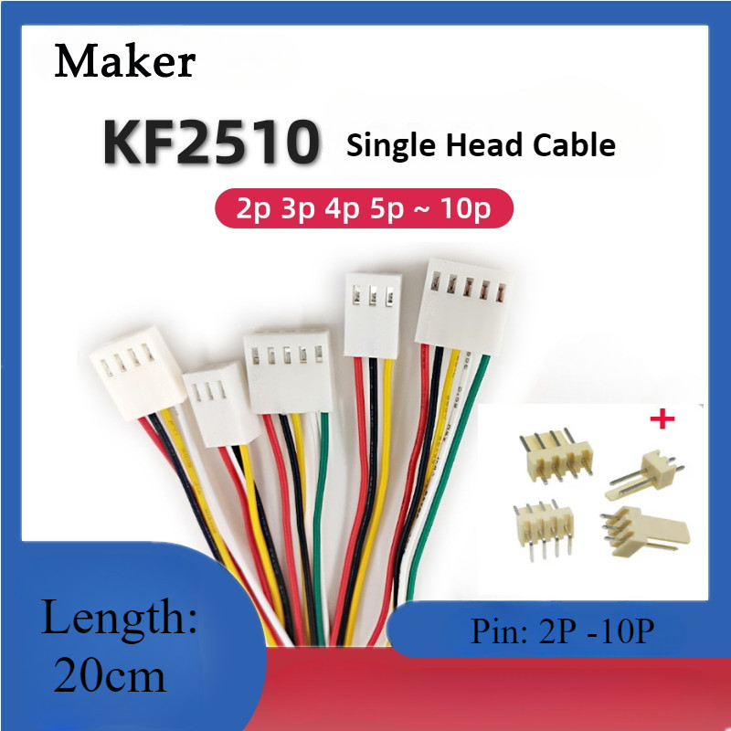 5 Pairs KF2510 2/3/4/5/6/7/8/10/12pin Connector Plug With Cable Wire 2.54MM with Pin Header ...