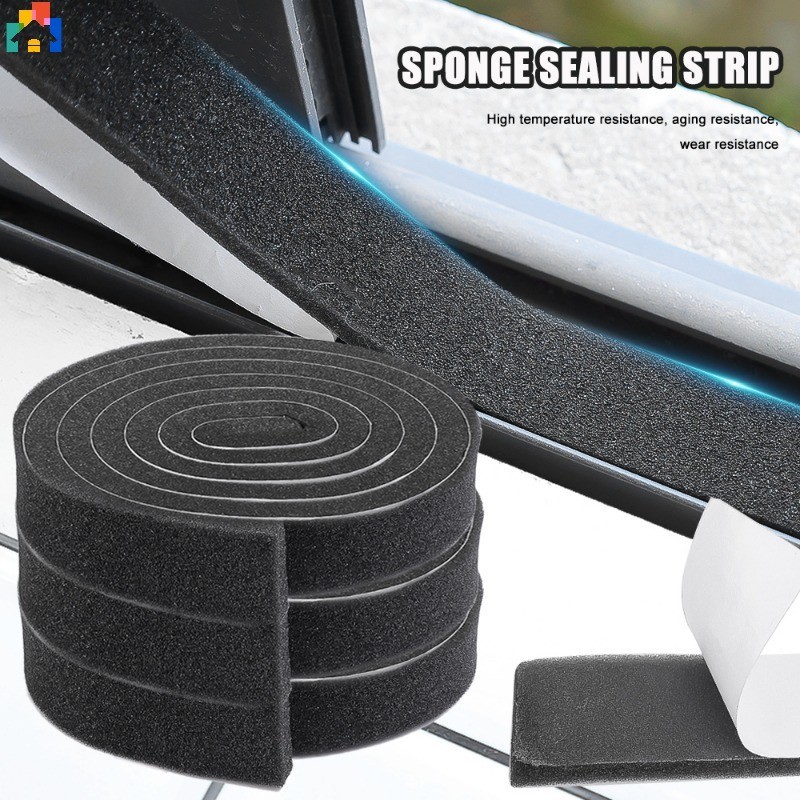 2M/Roll Self-adhesive Door Window Sponge Sealing Strip Foam Waterproof ...