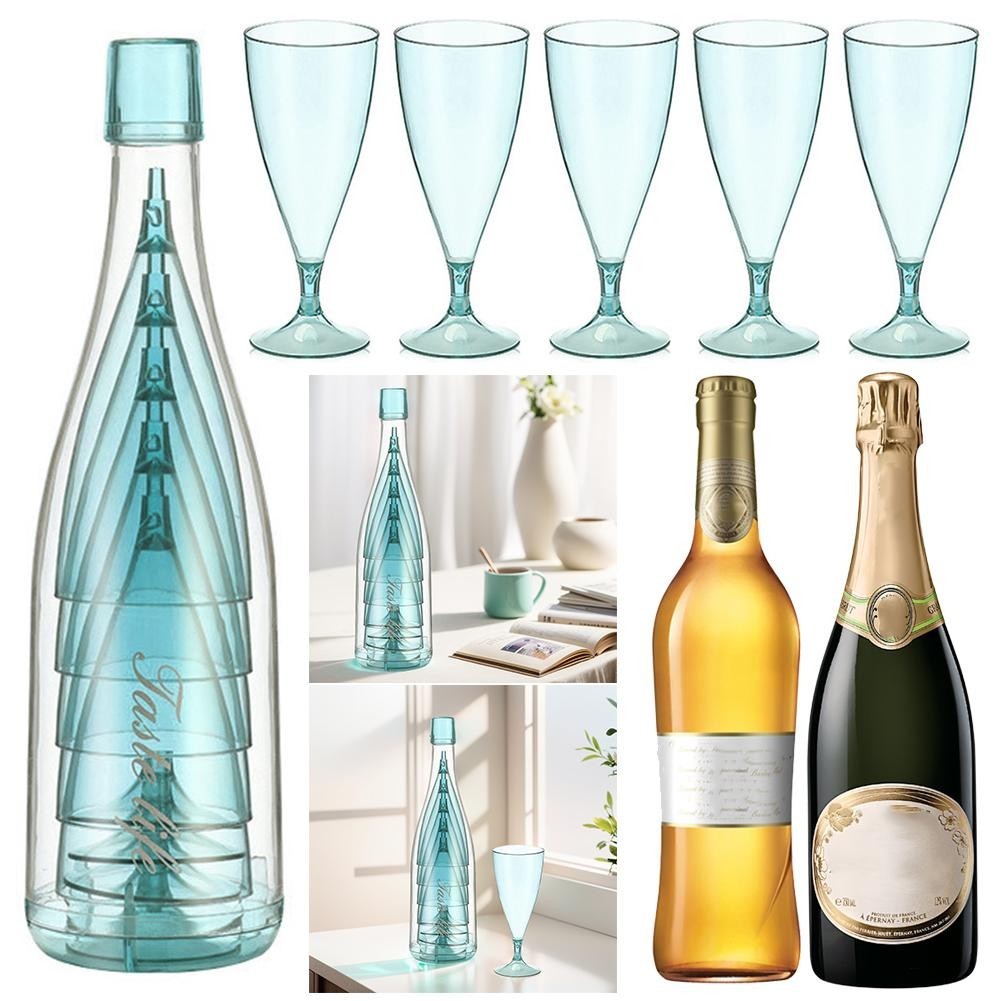 5Pcs Plastic Wine Glass Champagne Glass Set Camping Water Glass Outdoor Portable Bar Glass ...