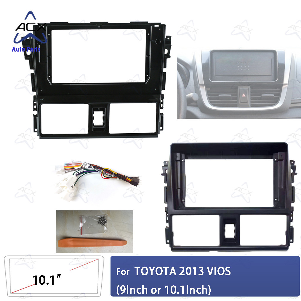 10.1"/9"Car Radio Fascia For TOYOTA VIOS Yaris 2013- 2017 Android Stereo 2DIN Head Unit Frame ...