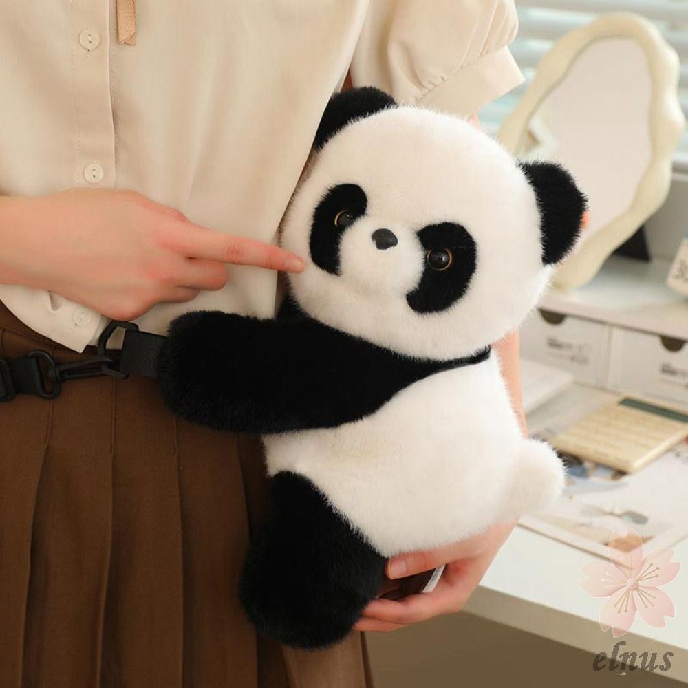ELNUS Red Panda Bag, Fur Soft Plush Panda Backpack, Cute Animal ...