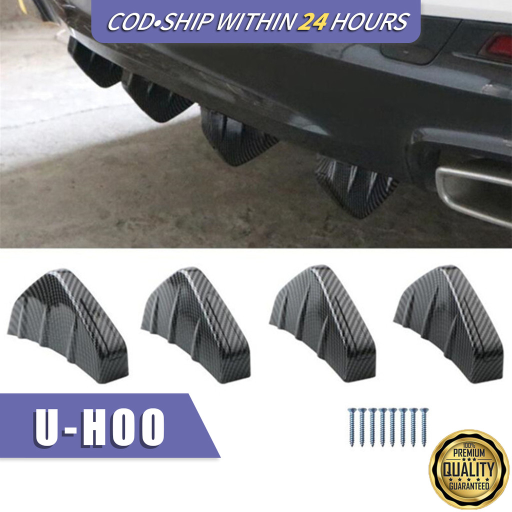 4Pcs/Bag Anti-collision Car Rear Bumper Diffuser Shark Spoiler ...