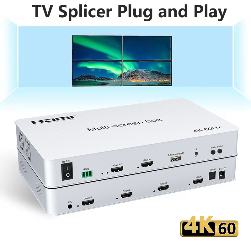 4K 60Hz Multi Screen Box 2x2 2 3 4 TV Wall Controller Video Splicer 1 ...