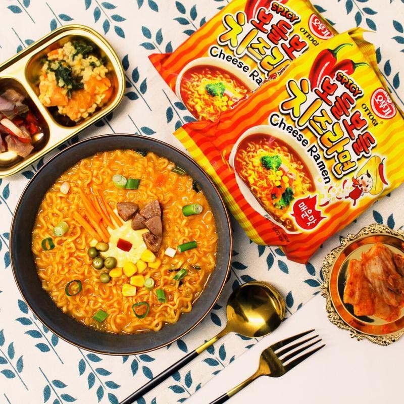 Korean Ottogi Cheese Ramen - Original / Spicy - Flavor Noodle 111g*4pcs ...