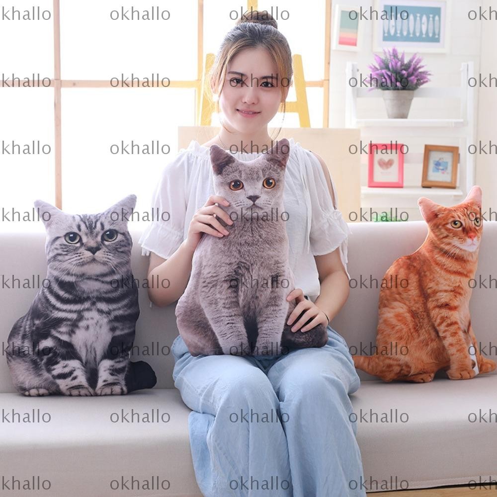 OKHALLO Realistic Cat Doll, Plush Cartoon Simulation Cat Plushie Pillow ...