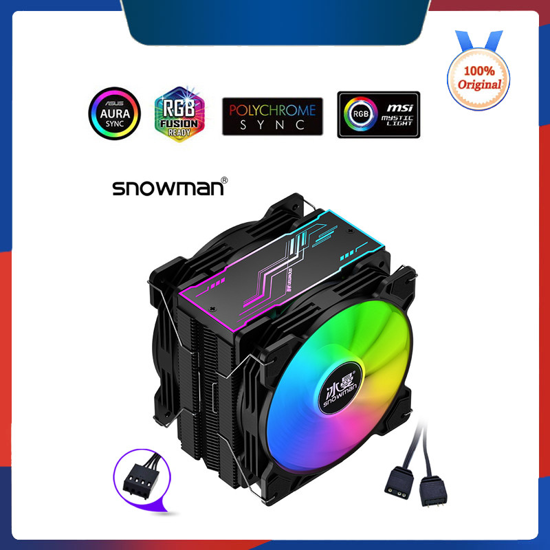 SNOWMAN 6 Heat Pipe CPU Heat Sink Silent CPU Fan 2011 Air Cooled X99 ...