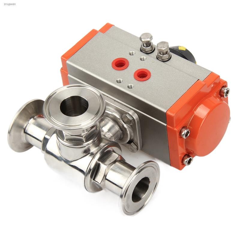 COD☆304 stainless steel pneumatic quick-install three-way ball valve T ...
