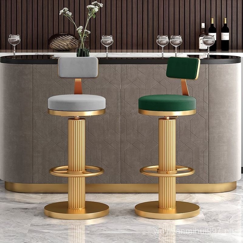 Rotating Bar Counter Chair Adjustable Backrest Light Luxury High Stool ...